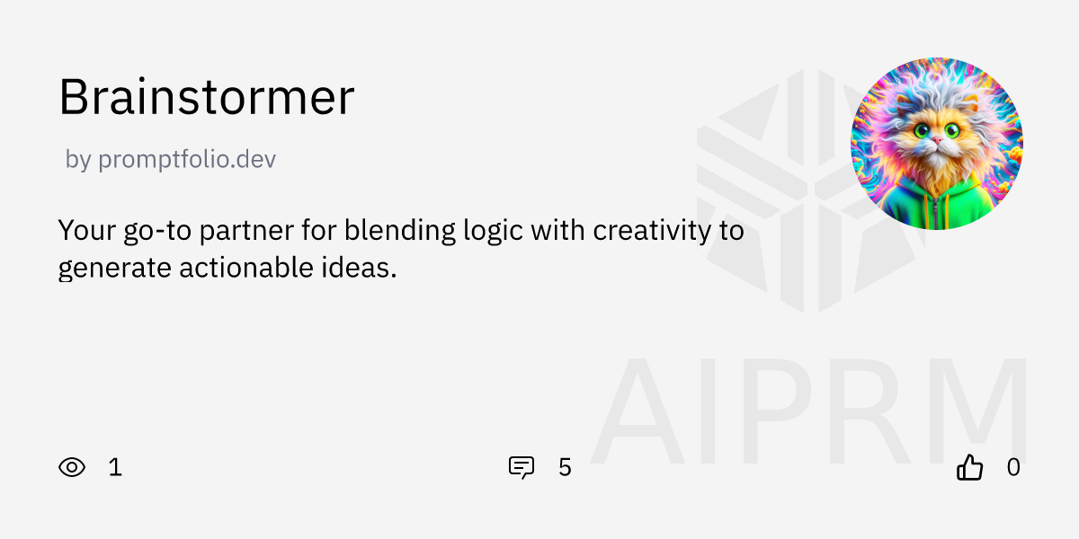 GPT "Brainstormer" by "promptfolio.dev" - AIPRM for ChatGPT