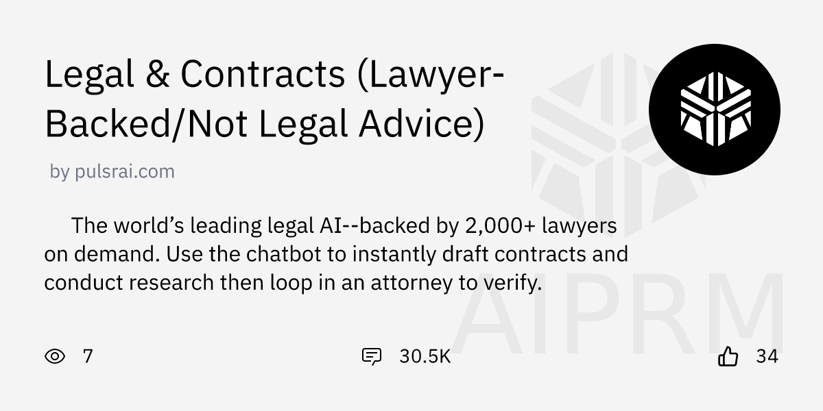 GPT "Legal & Contracts (Lawyer-Backed/Not Legal Advice)" by "pulsrai ...