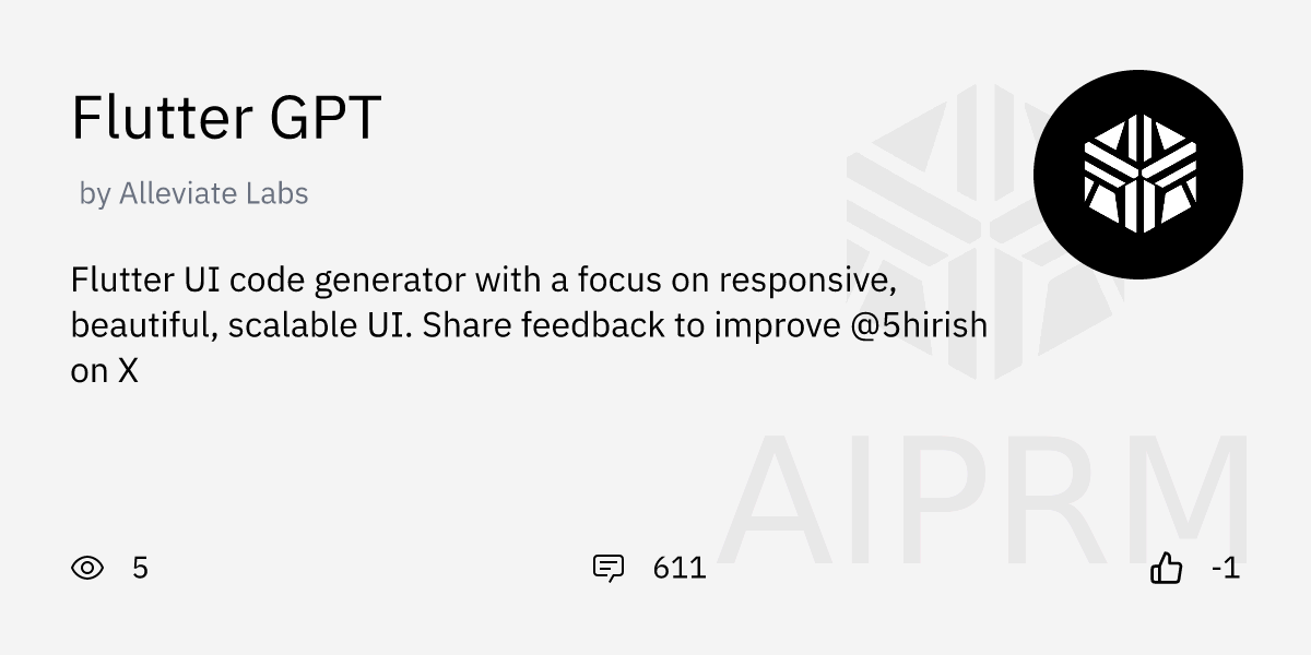 GPT "Flutter GPT" by "Alleviate Labs" - AIPRM for ChatGPT
