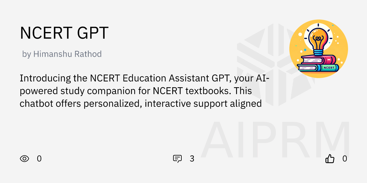 GPT "NCERT GPT" by "Himanshu Rathod " - AIPRM for ChatGPT