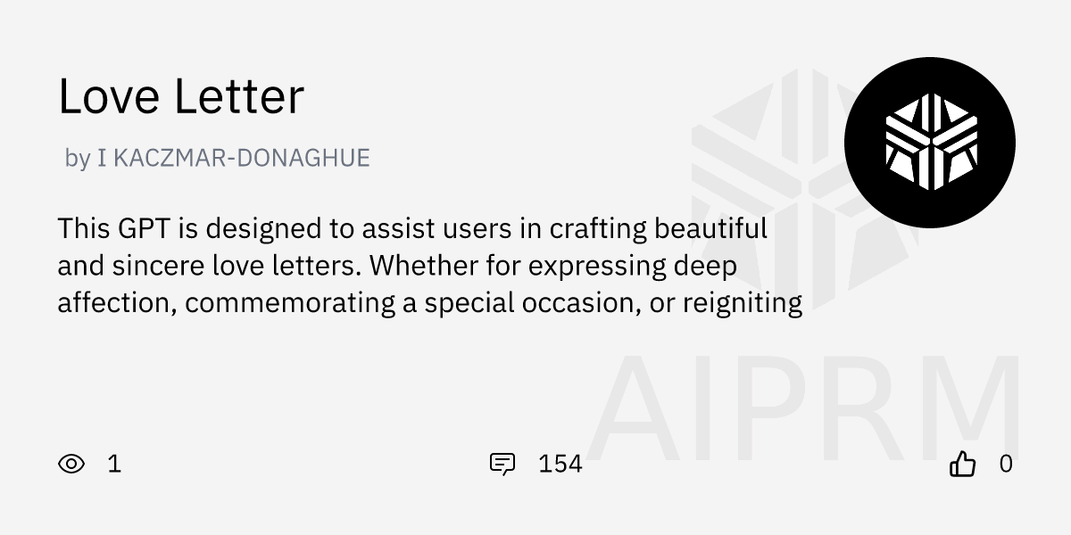 GPT "Love Letter" by "Iwan" - AIPRM for ChatGPT