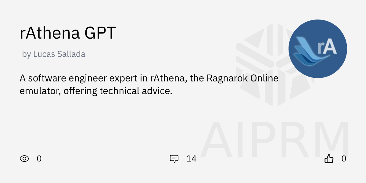 GPT "rAthena GPT" by "Lucas Sallada" - AIPRM for ChatGPT