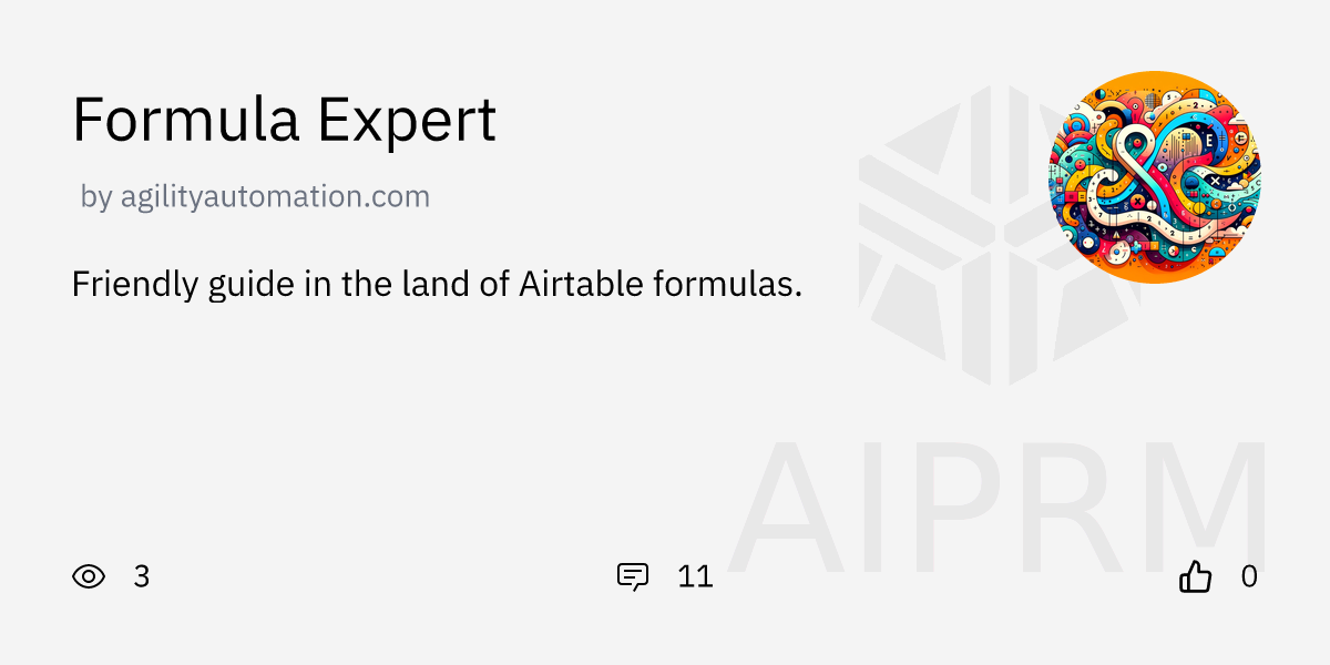 GPT "Formula Expert" by "agilityautomation.com" - AIPRM for ChatGPT