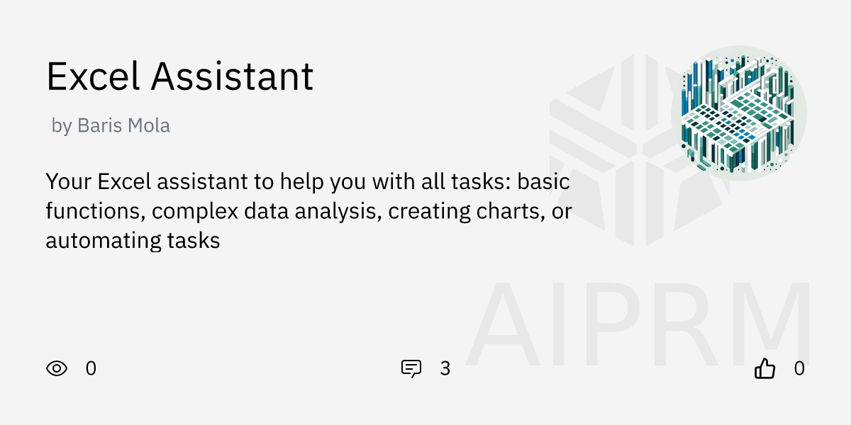GPT "Excel Assistant" by "Baris Mola" - AIPRM for ChatGPT