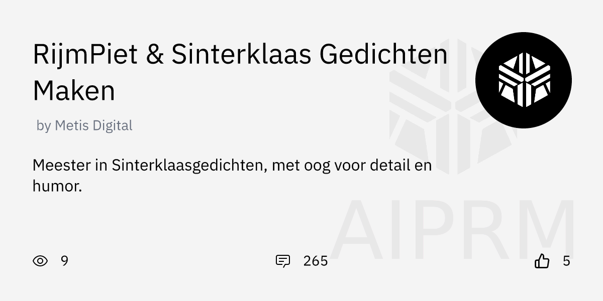 GPT "RijmPiet & Sinterklaas Gedichten Maken" by "Metis Digital" - AIPRM ...