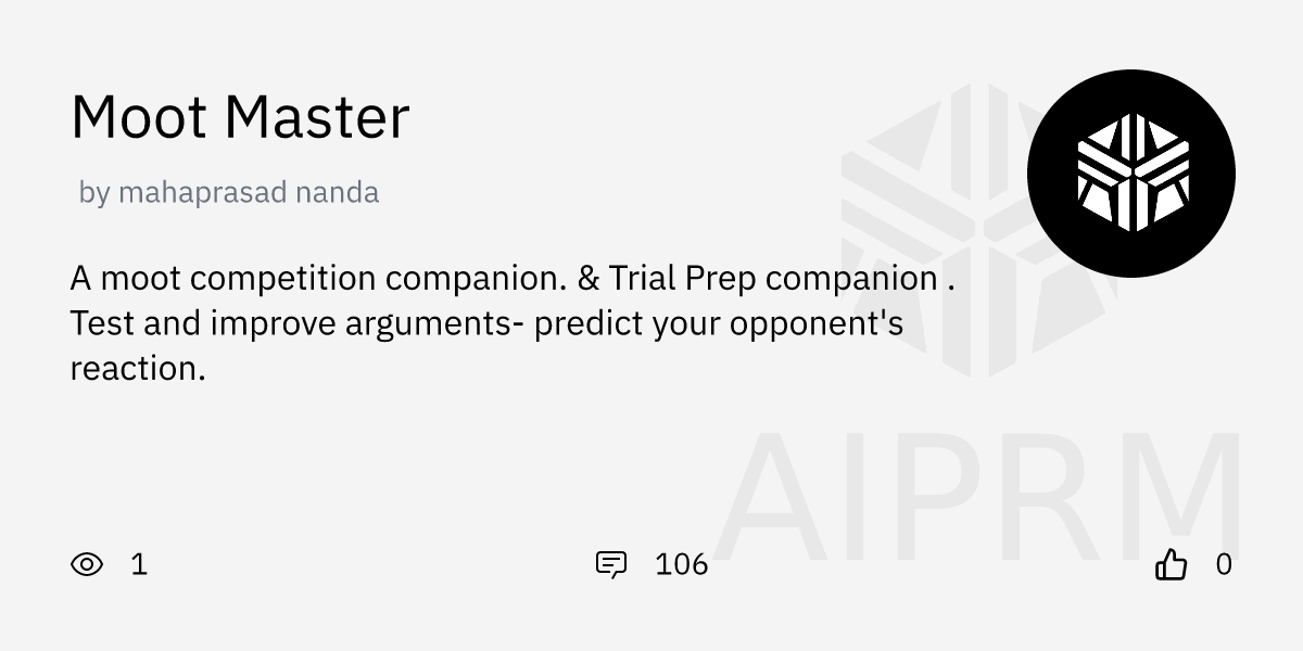 GPT "Moot Master" by "mahaprasad nanda" - AIPRM for ChatGPT