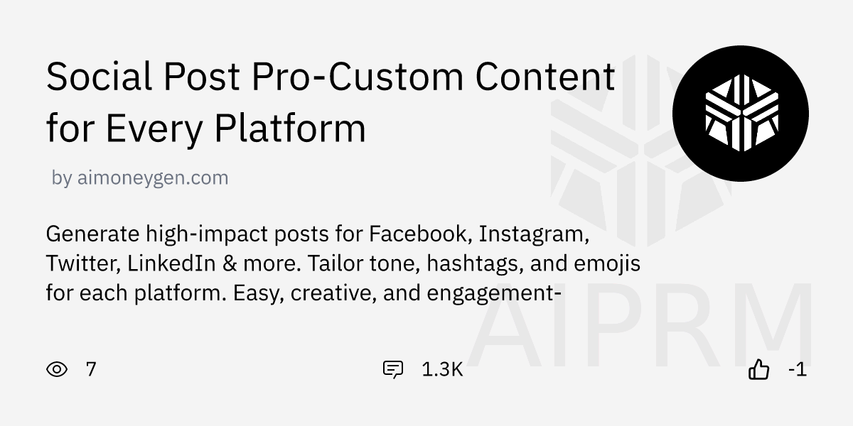 GPT "Social Post Pro-Custom Content for Every Platform" by "aimoneygen ...