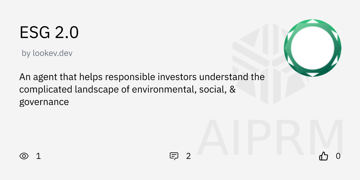 GPT "ESG 2.0" by "lookev.dev" - AIPRM for ChatGPT