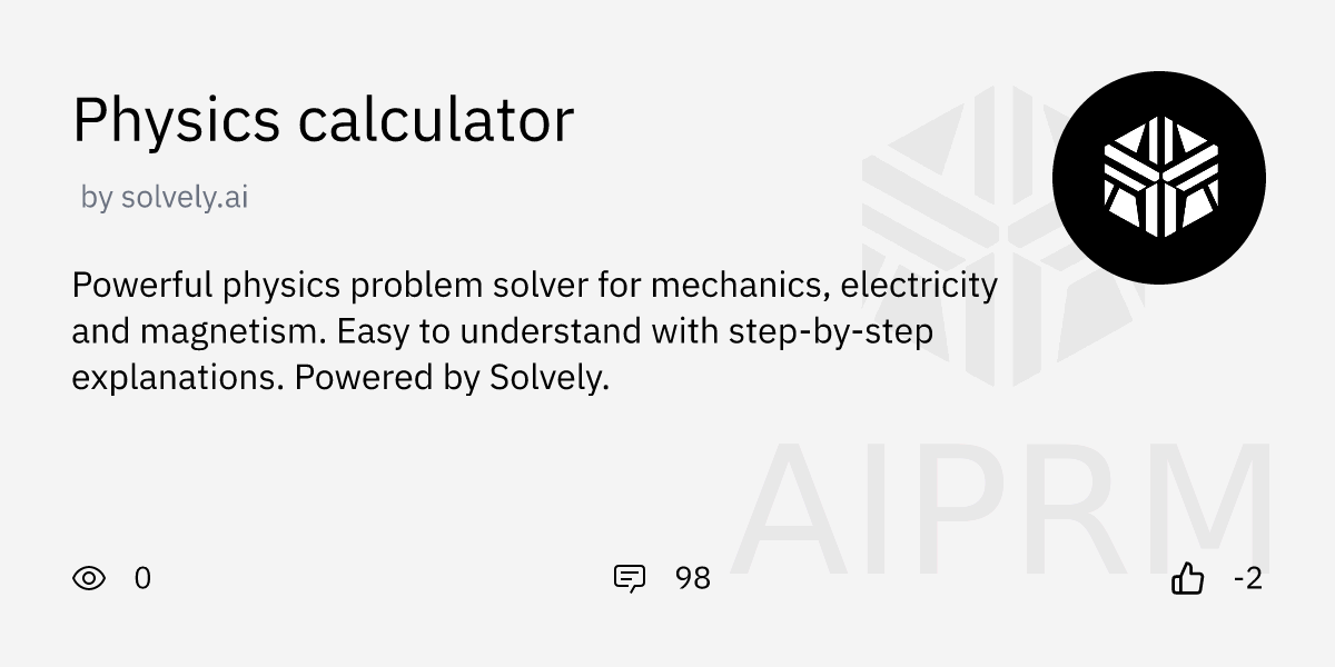 GPT "Physics calculator" by "solvely.ai" - AIPRM for ChatGPT