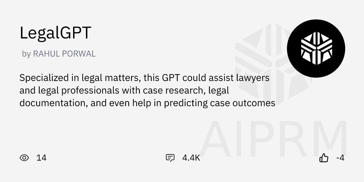 GPT "LegalGPT" by "RAHUL PORWAL" - AIPRM for ChatGPT