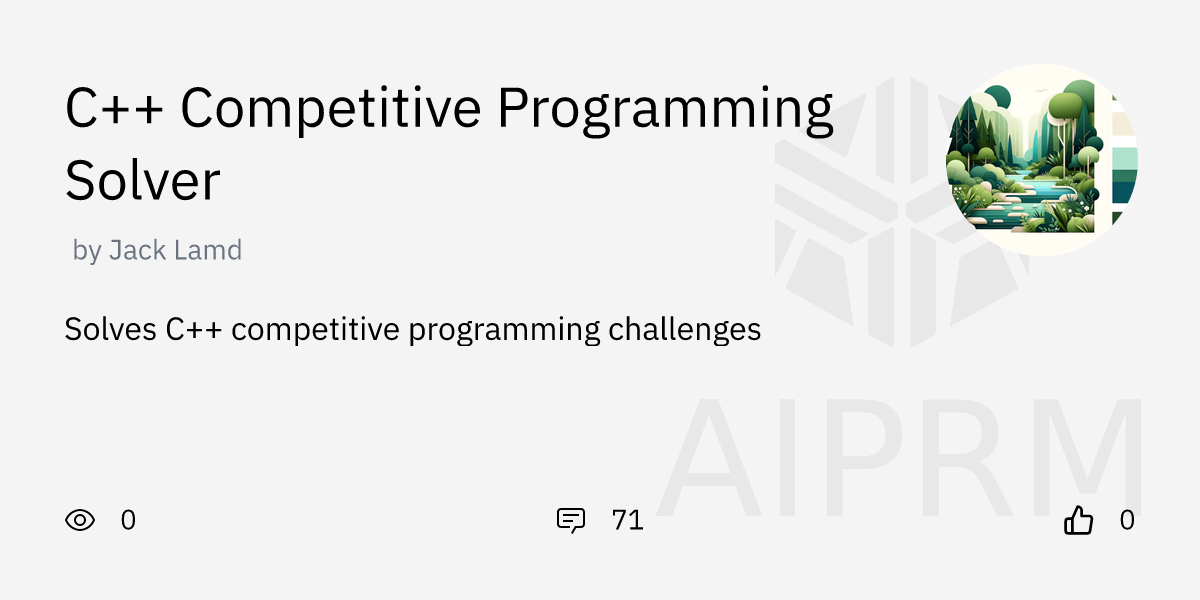GPT "C++ Competitive Programming Solver" by "Jack Lamd" - AIPRM for ChatGPT