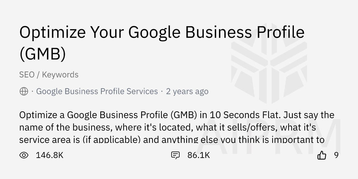 Prompt "Optimize Your Google Business Profile (GMB)" by "Google Business Profile Services ...