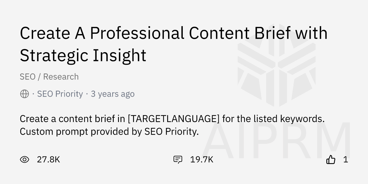 Prompt "Create A Professional Content Brief with Strategic Insight" by ...