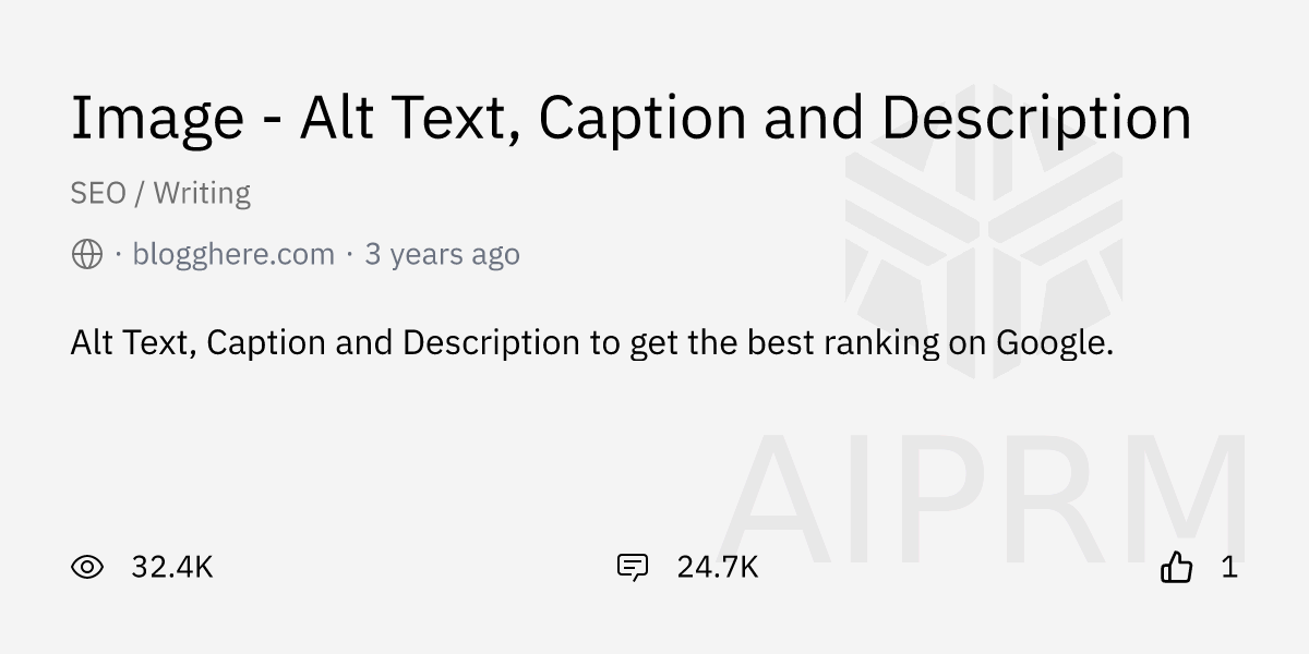 Prompt "Image - Alt Text, Caption and Description" by "blogghere.com ...