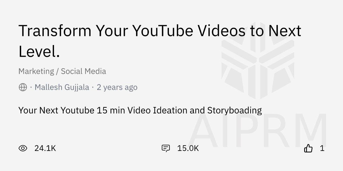 Prompt "Transform Your YouTube Videos to Next Level." by "Mallesh ...
