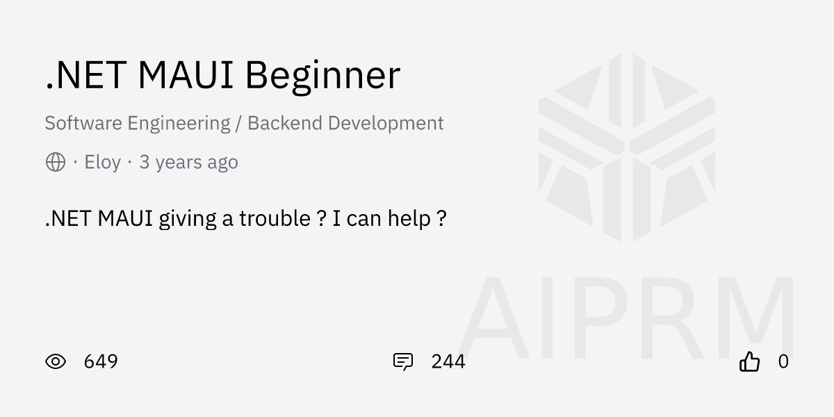 Prompt ".NET MAUI Beginner" by "Eloy " - AIPRM for ChatGPT