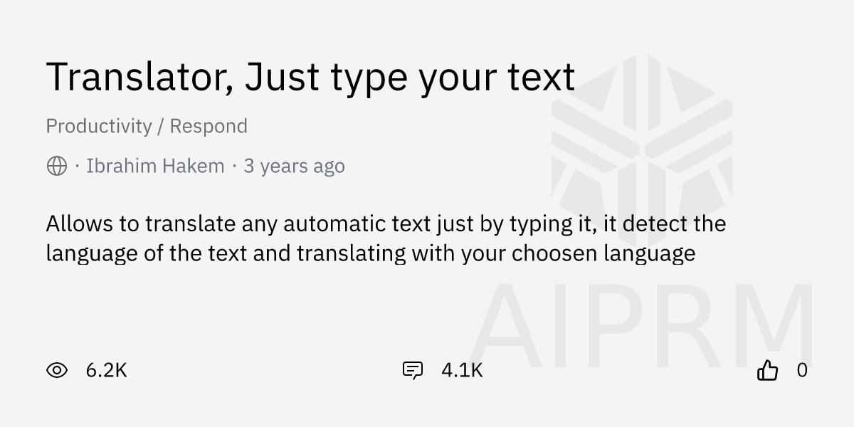 Prompt "Translator, Just type your text" by "Ibrahim Hakem" - AIPRM for ...