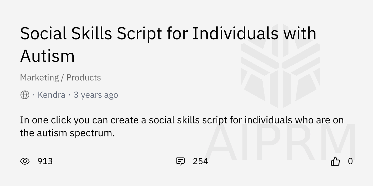 Prompt "Social Skills Script for Individuals with Autism" by "Kendra ...