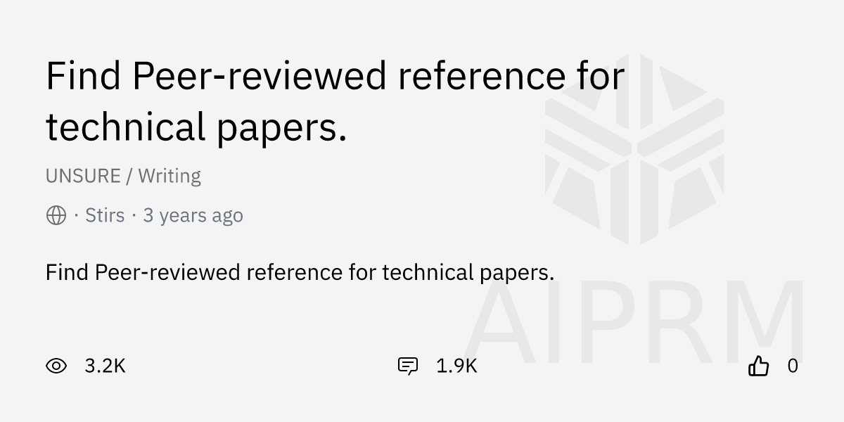 Prompt "Find Peer-reviewed reference for technical papers." by "Stirs ...