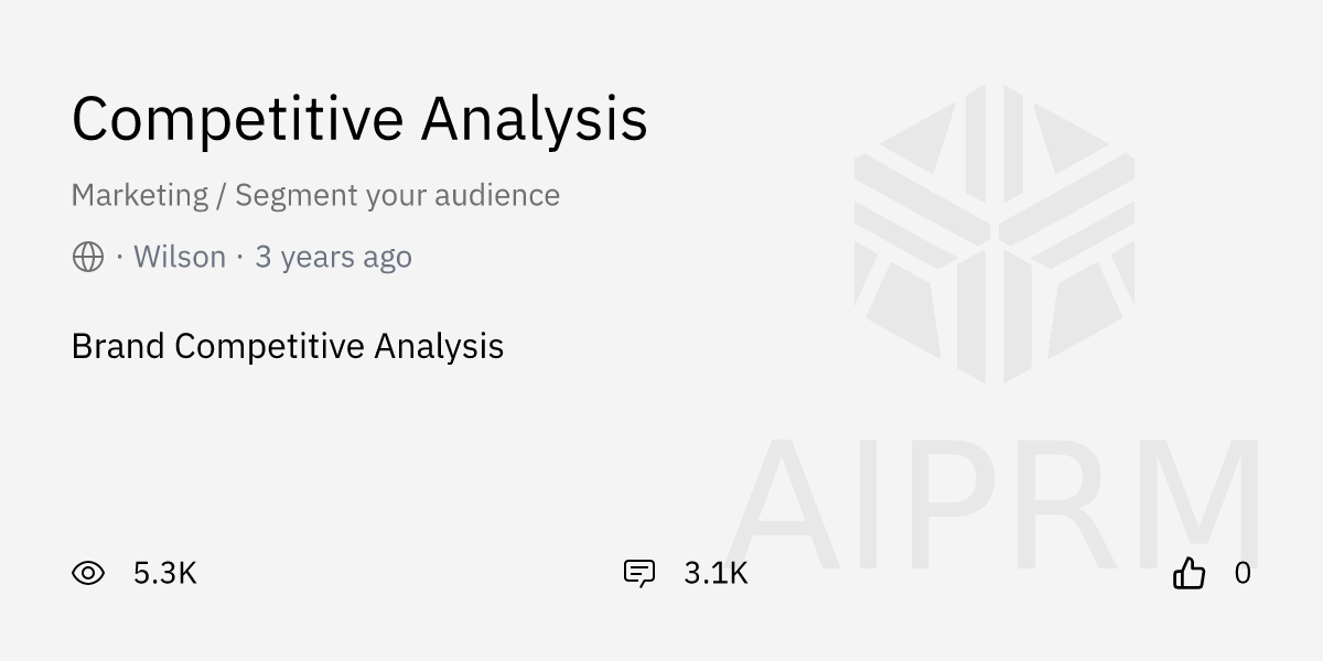 Prompt "Competitive Analysis" by "Wilson" - AIPRM for ChatGPT