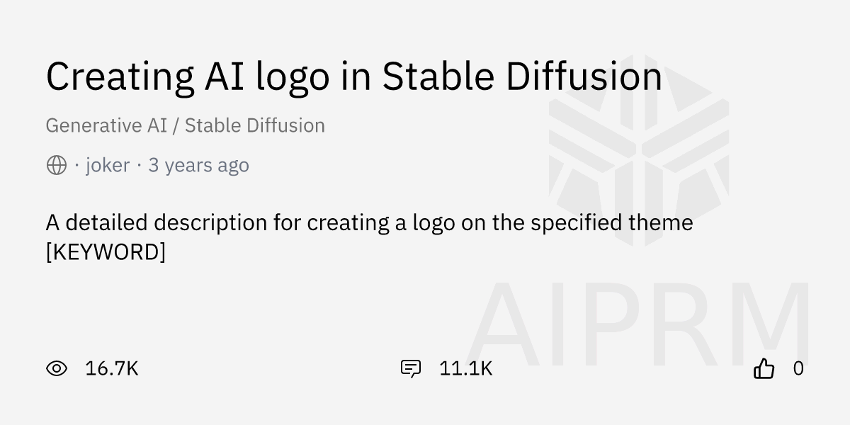 Prompt "Creating AI logo in Stable Diffusion" by "joker" - AIPRM for ...
