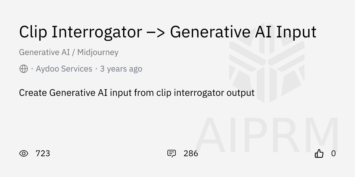 Prompt "Clip Interrogator –> Generative AI Input" by "Aydoo Services ...