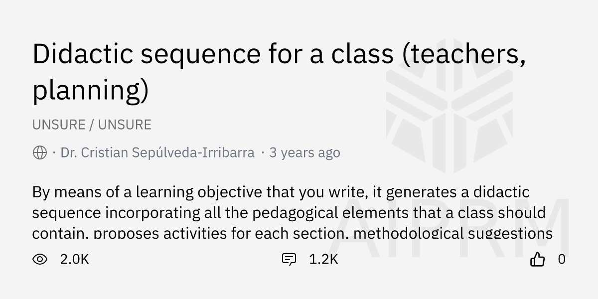 Prompt Didactic Sequence For A Class Teachers Planning By Dr Cristian Sepúlveda Irribarra
