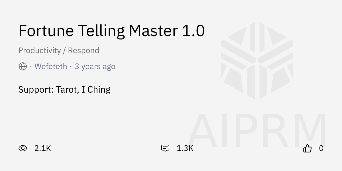 Prompt "Fortune Telling Master 1.0" by "Wefeteth" - AIPRM for ChatGPT
