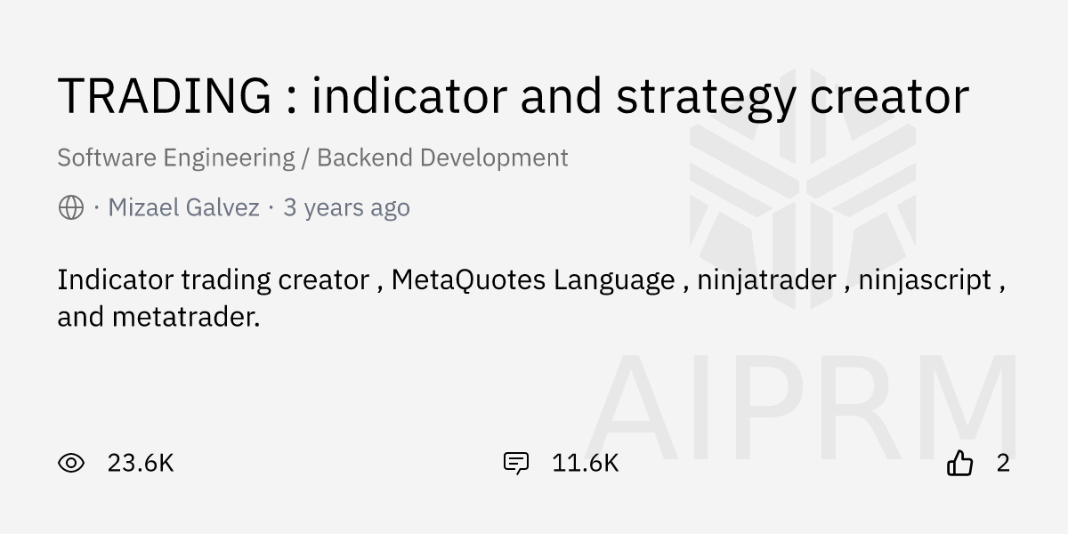 Prompt "TRADING : indicator and strategy creator" by "Mizael Galvez ...