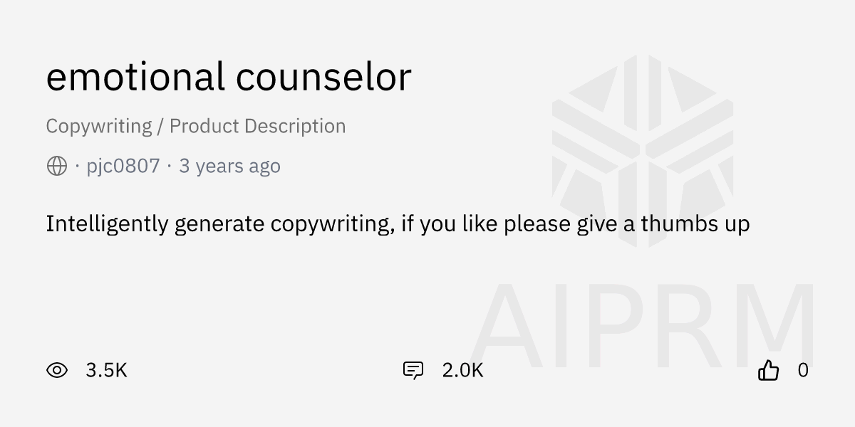 Prompt "emotional counselor" by "pjc0807" - AIPRM for ChatGPT