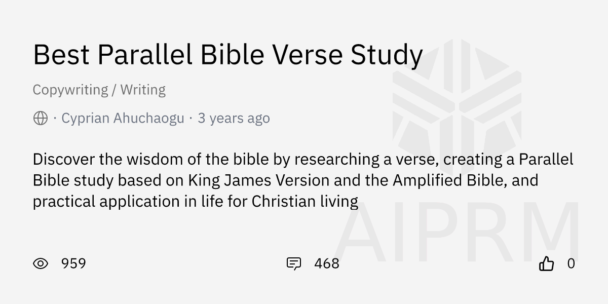 Prompt "Best Parallel Bible Verse Study" by "Cyprian Ahuchaogu" - AIPRM ...