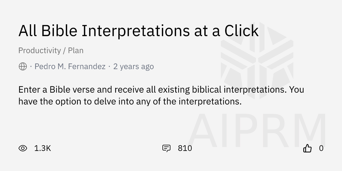 Prompt "All Bible Interpretations at a Click" by "Pedro M. Fernandez ...