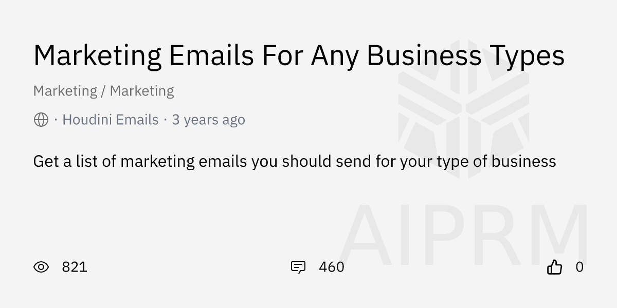 Prompt "Marketing Emails For Any Business Types" by "Houdini Emails ...