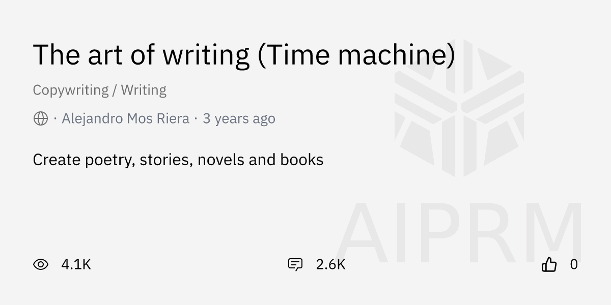 Prompt "The art of writing (Time machine)" by "Alejandro Mos Riera ...