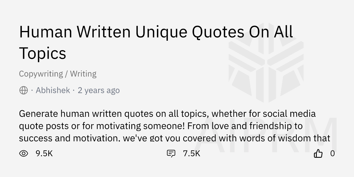 Prompt "Human Written Unique Quotes On All Topics" by "Abhishek ...