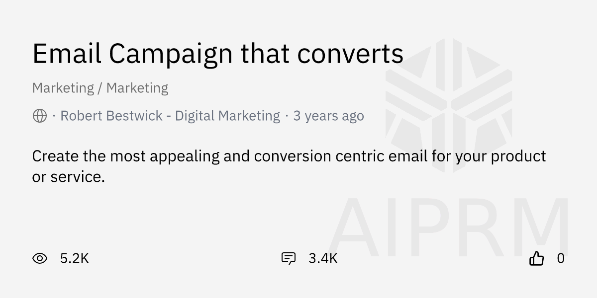 Prompt "Email Campaign that converts" by "Robert Bestwick - Digital ...