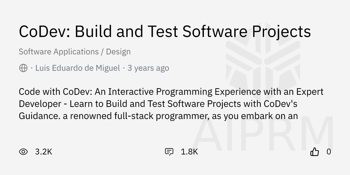 Prompt "CoDev: Build and Test Software Projects" by "Luis Eduardo de ...