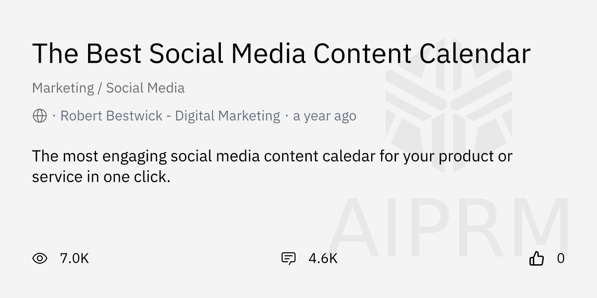 Prompt "The Best Social Media Content Calendar" by "Robert Bestwick ...
