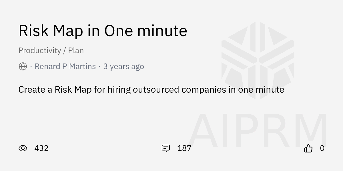 Prompt "Risk Map in One minute" by "Renard P Martins" - AIPRM for ChatGPT