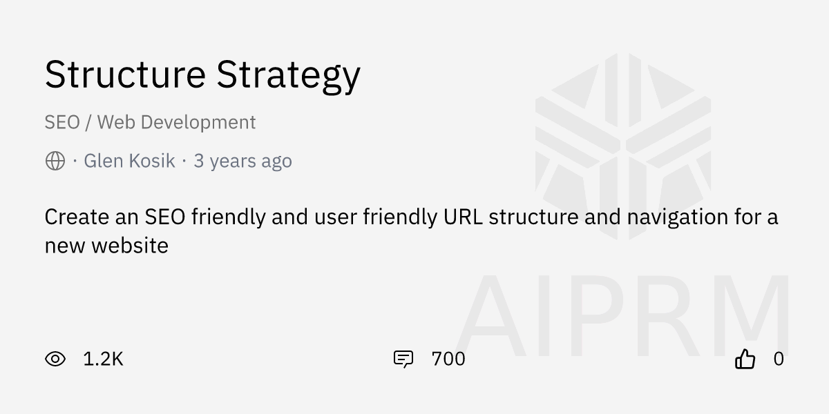 Prompt "Structure Strategy" by "Glen Kosik" - AIPRM for ChatGPT
