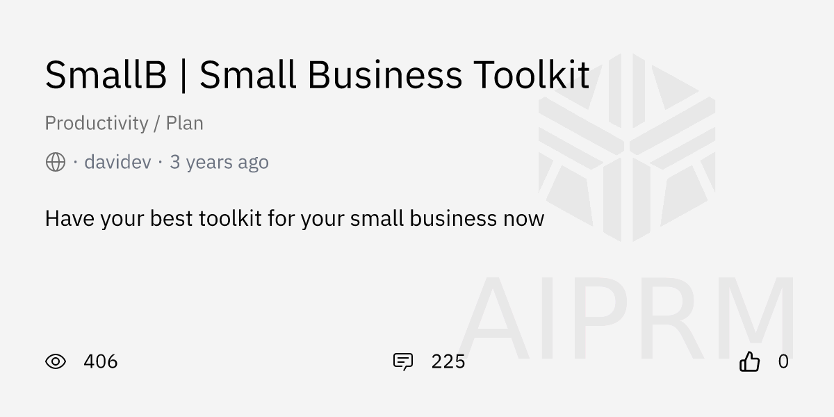 Prompt "SmallB | Small Business Toolkit" by "davidev" - AIPRM for ChatGPT