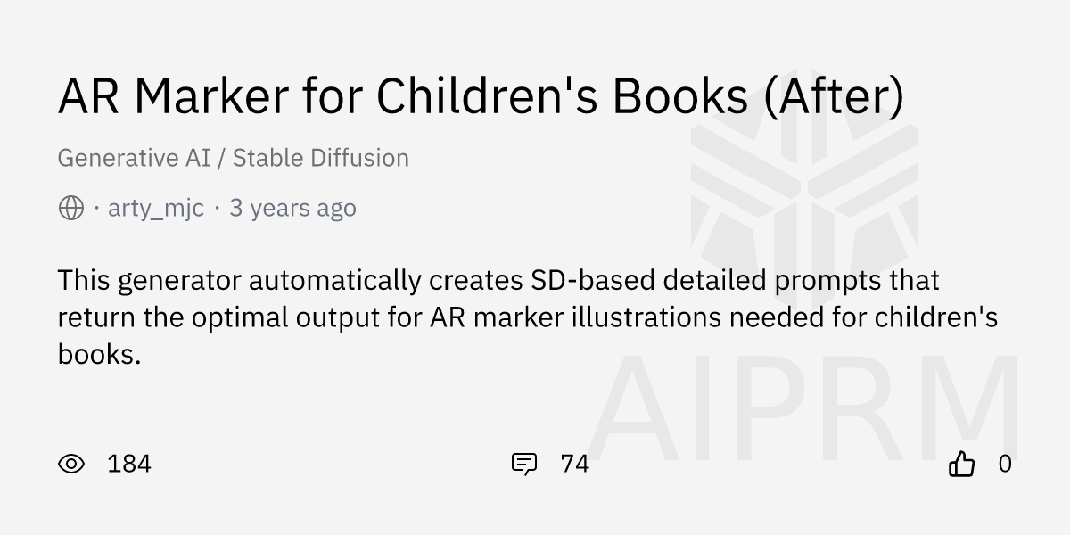 Prompt "AR Marker for Children's Books (After)" by "arty_mjc" - AIPRM ...