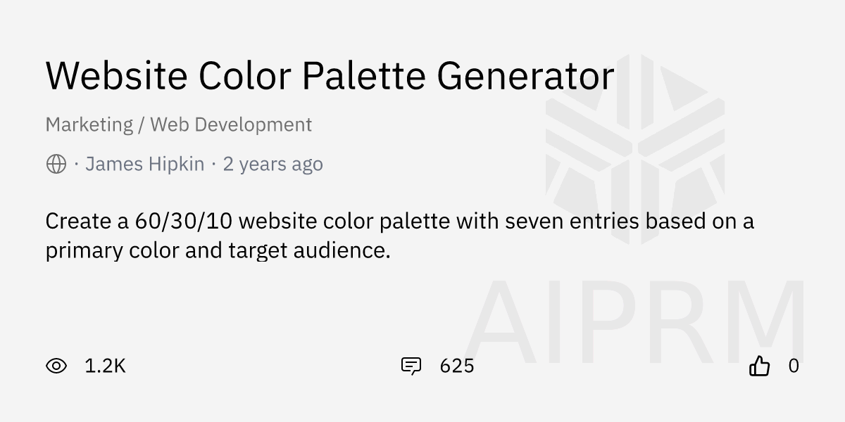 Prompt "Website Color Palette Generator" by "James Hipkin" - AIPRM for ...