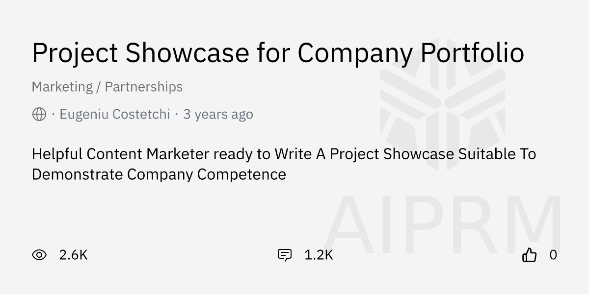 Prompt "Project Showcase for Company Portfolio" by "Eugeniu Costetchi ...