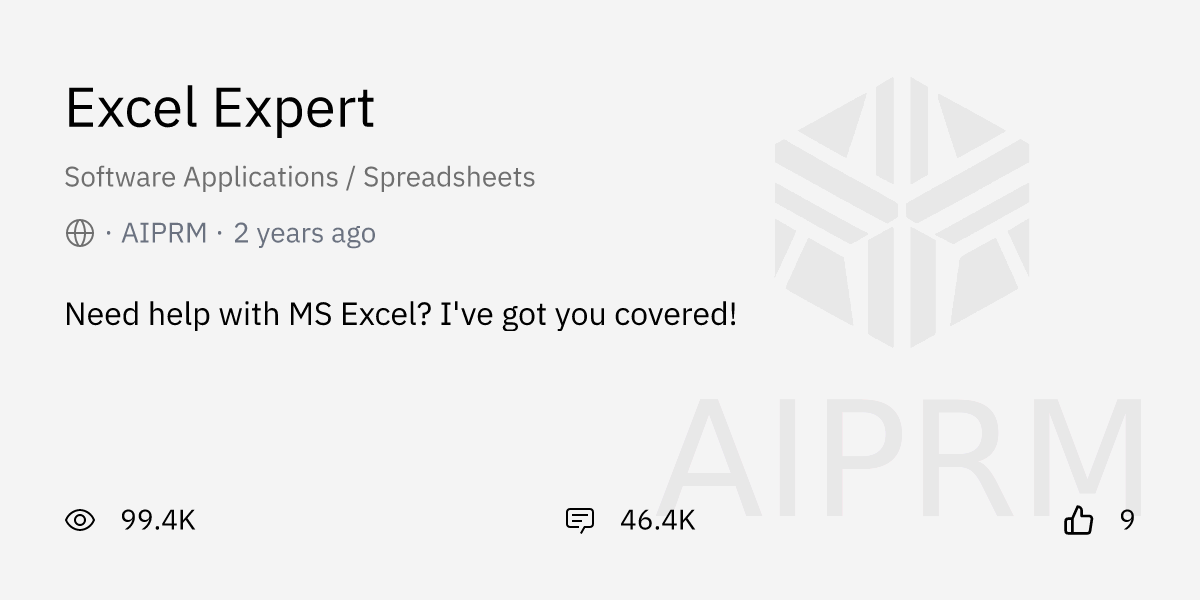 Prompt "Excel Expert" by "AIPRM" - AIPRM for ChatGPT