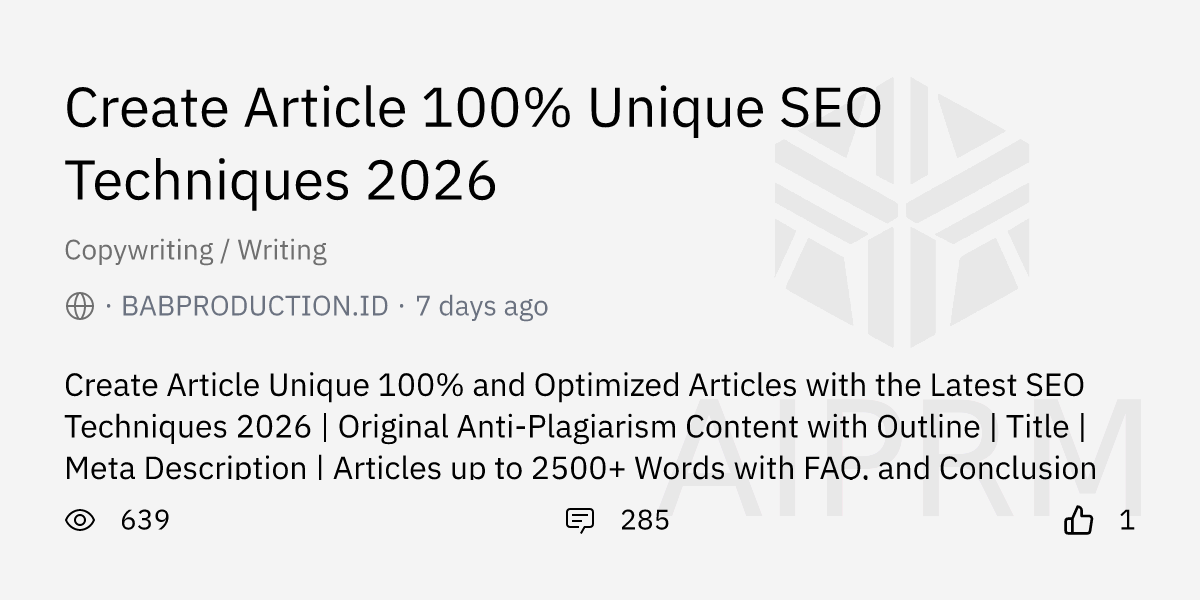 Prompt "Create Article 100% Unique SEO Techniques 2026" by ...