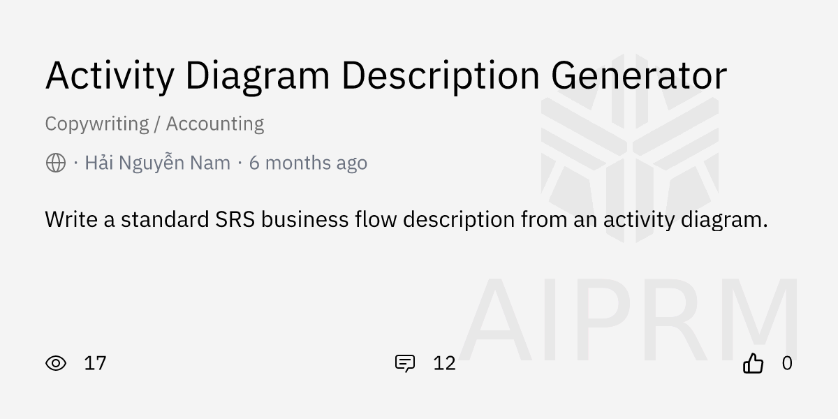 Prompt "Activity Diagram Description Generator" by "Hải Nguyễn Nam ...