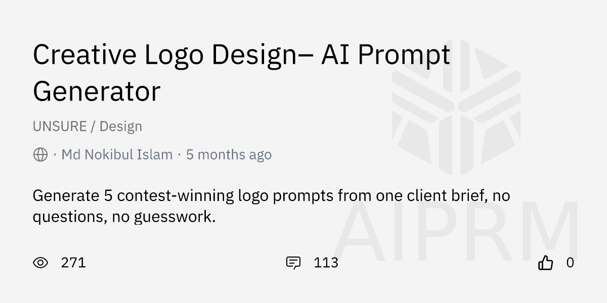 Prompt "Creative Logo Design– AI Prompt Generator" by "Md Nokibul Islam ...